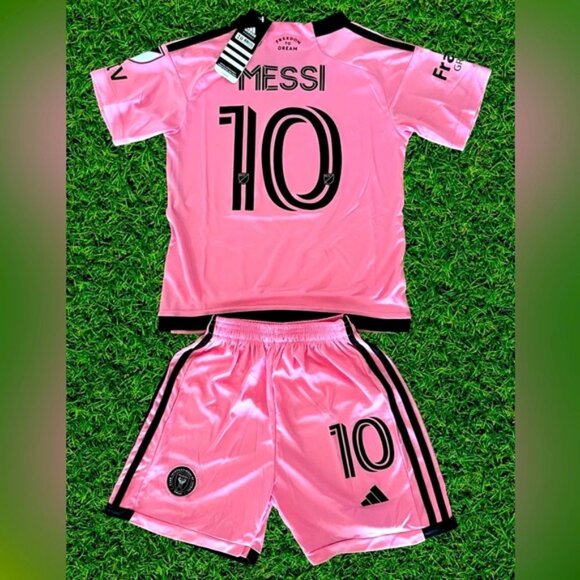 adidas | Shirts & Tops | New Messi Pink Inter Miami 224 Full Kids Sets ...